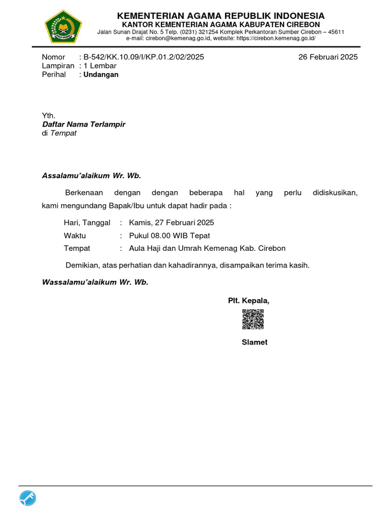 FINAL Surat-Undangan No.b-542 Tgl.26!02!2025 Setjen Koordinasi 19 Guru Dan Pegawai | PDF