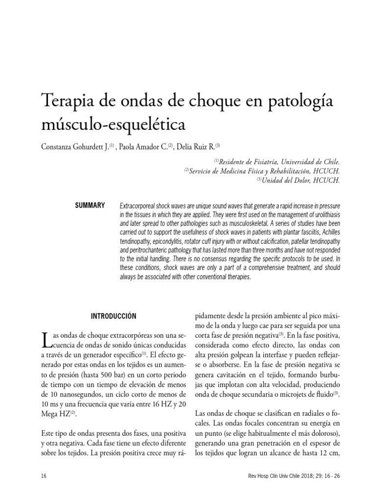 Terapia de Ondas de Choque en Lesiones Musculoesqueléticas | PDF ...