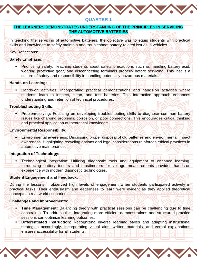 TEACHER REFLECTION | PDF | Differentiated Instruction | Critical Thinking