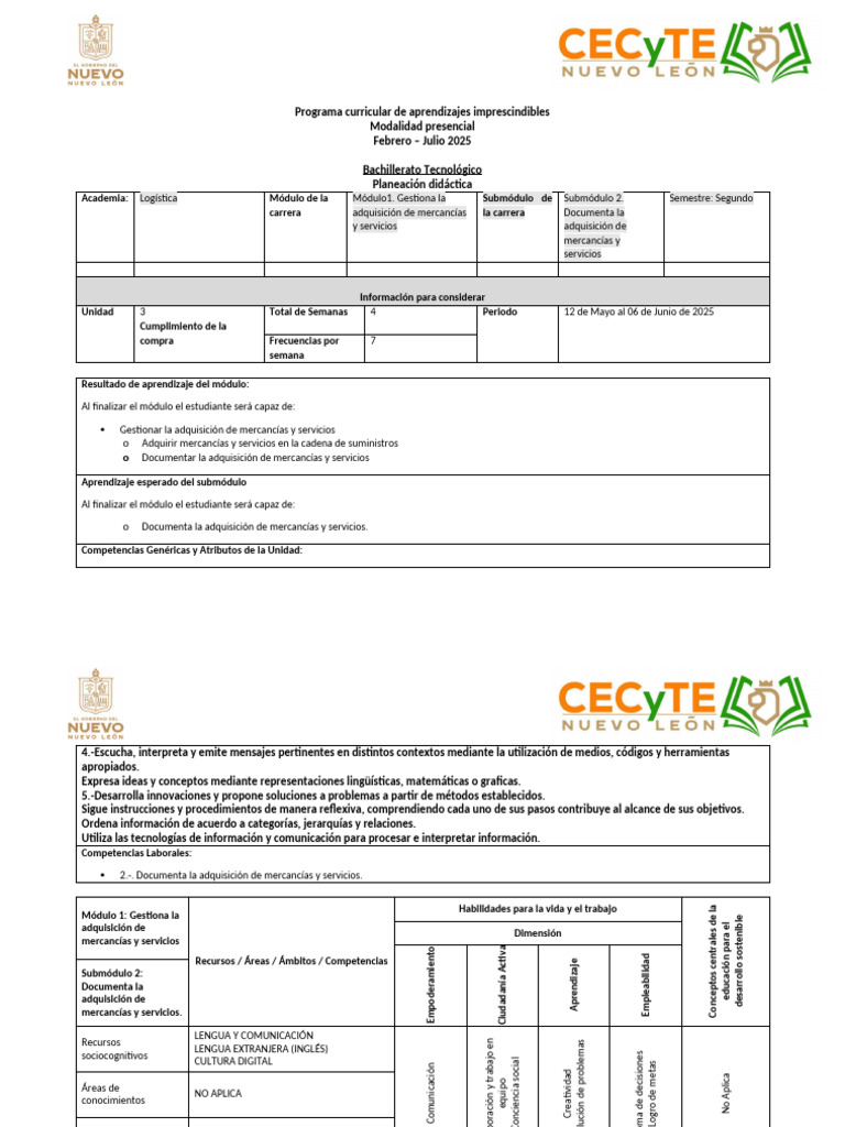 Logística PD Mod 1 Sub 2 U3 | PDF | Enseñando | Maestros