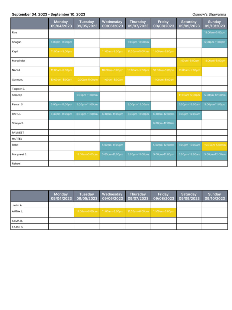 Schedule G2 Sep 04-Sep 10 | PDF