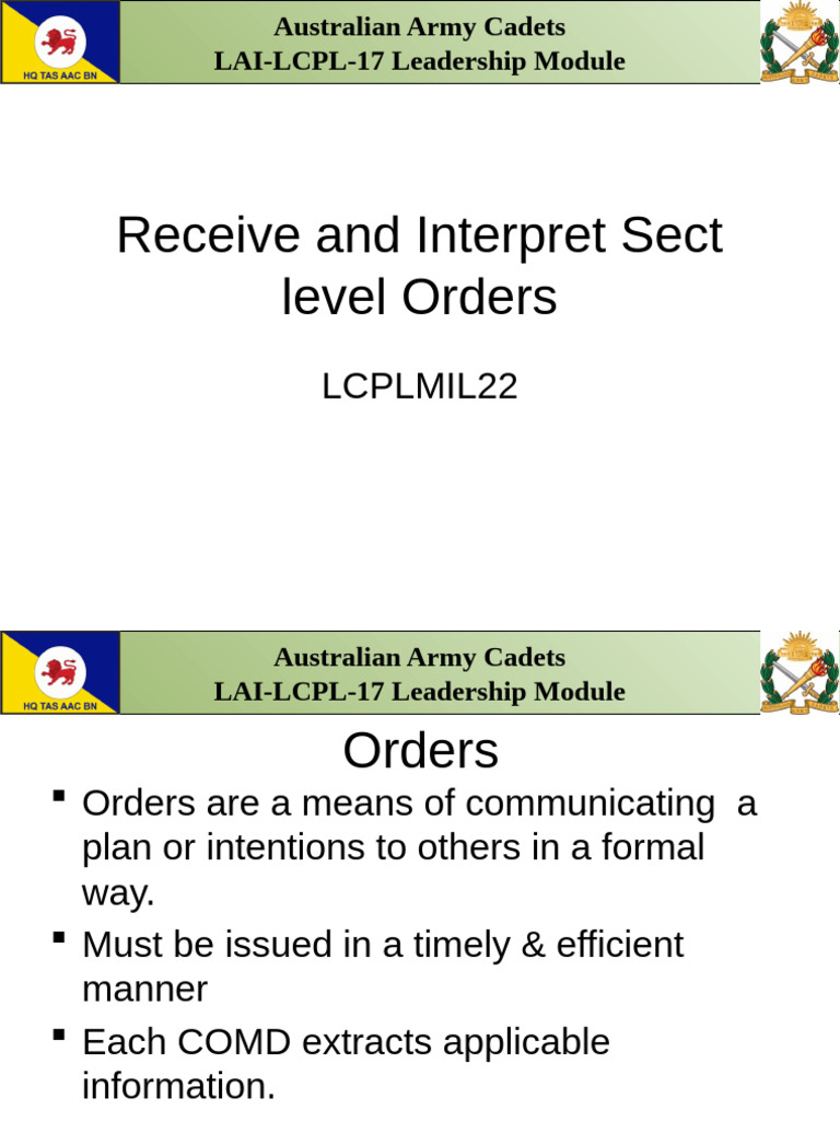 Delivering SMEAC Orders in Cadets | PDF