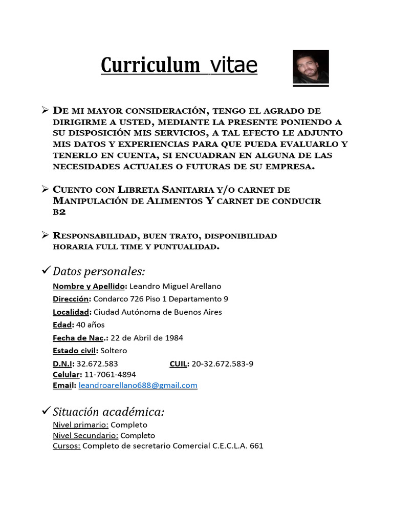 CV - Leandro Arellano | PDF