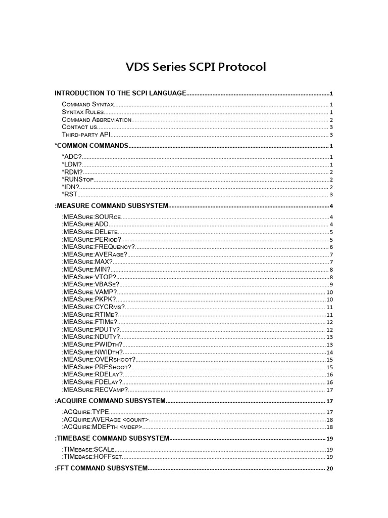 VDS Series SCPI Protocol V1.6 | PDF | Amplitude | Parameter (Computer Programming)