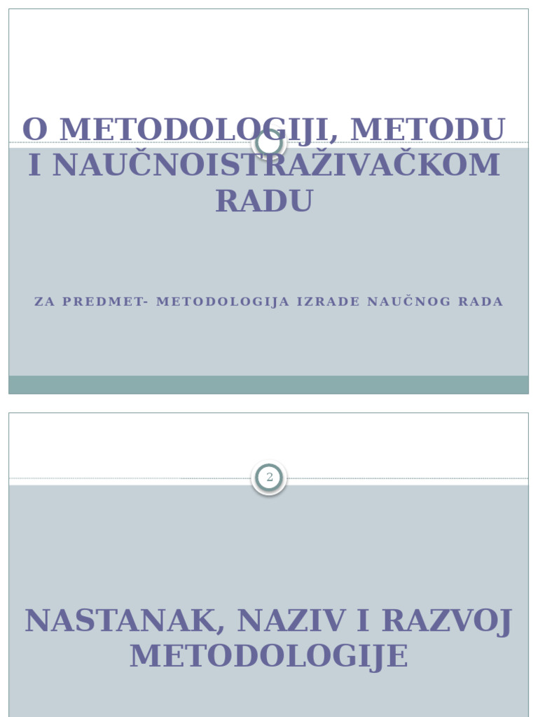 Metodologija, Metode, Nir | PDF