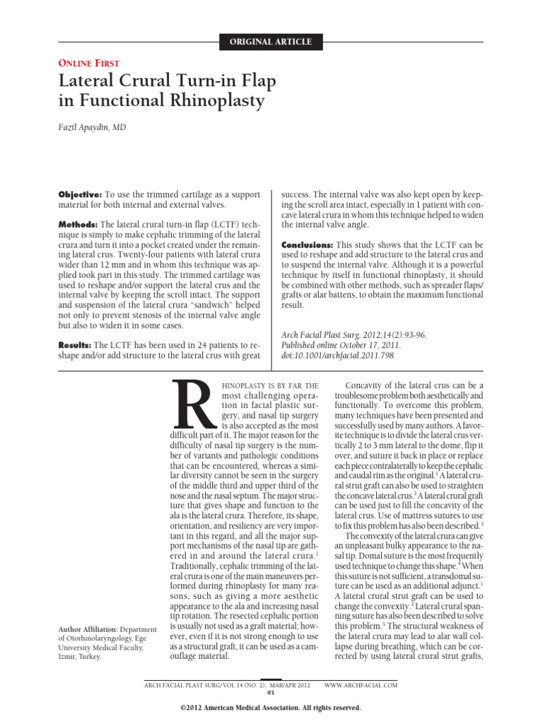 Lateral Crural Turn-in Flap Technique | PDF | Surgery | Medical Specialties