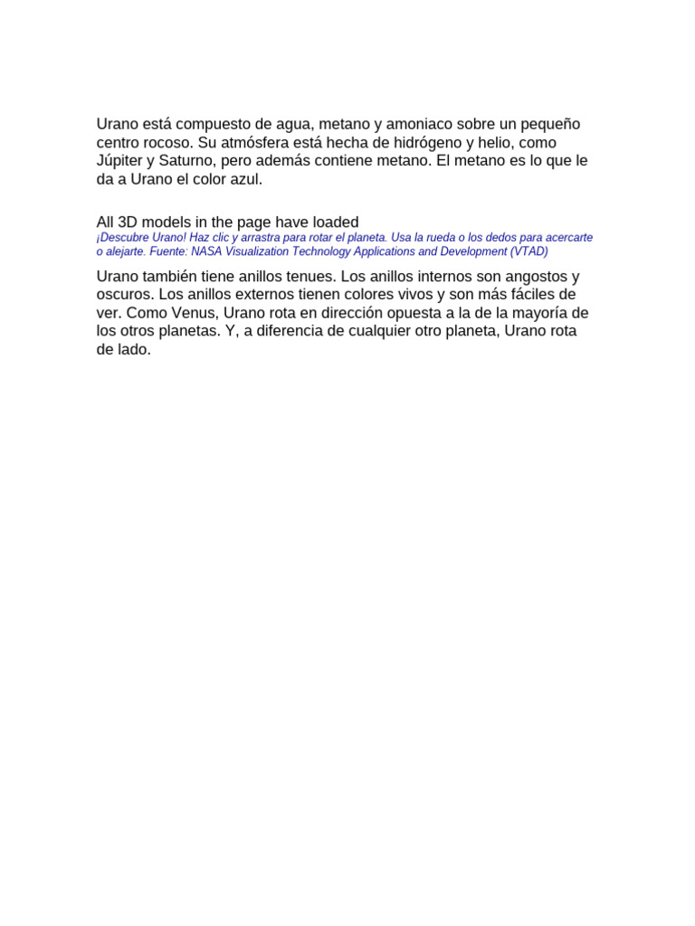 Características y curiosidades de Urano | PDF