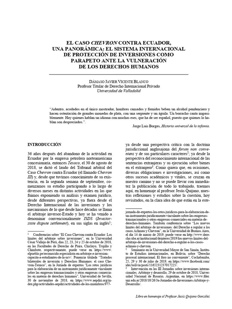 Chevron vs Ecuador: Arbitraje y Derechos Humanos | PDF | Ecuador ...