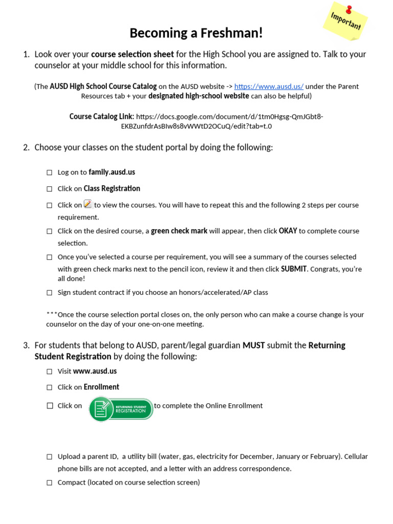 Steps To Selecting Courses - Enrollment 2025 Handout | PDF