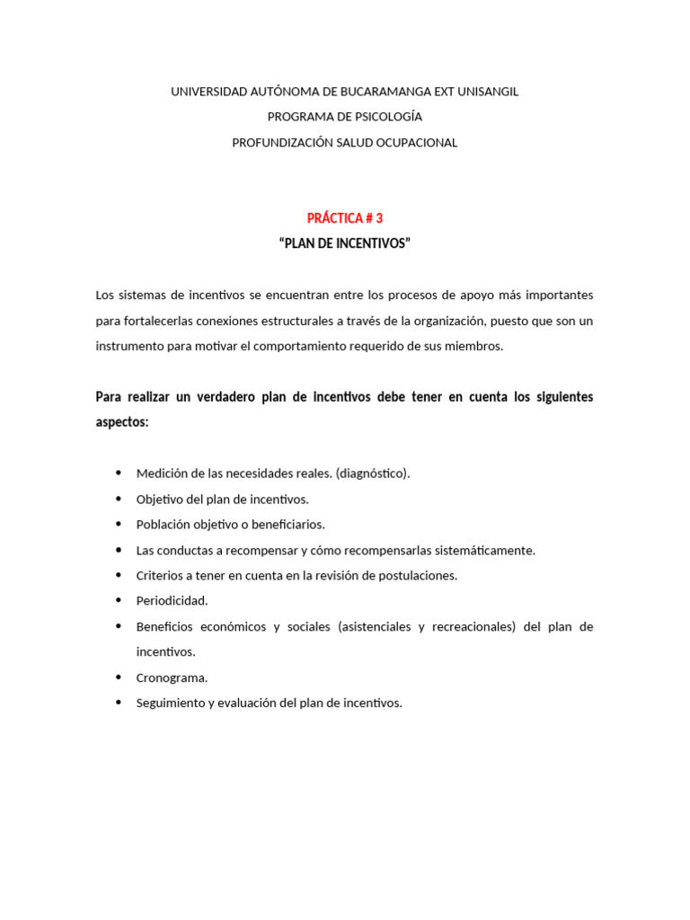 Plan de Incentivos | PDF