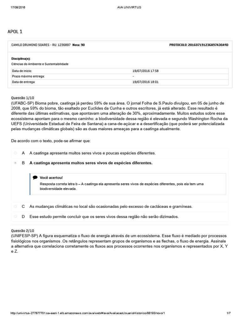 Apol 1-2-3 - Ciências Do Ambiente e Sustentabilidade | PDF | Sustentabilidade | Desperdício