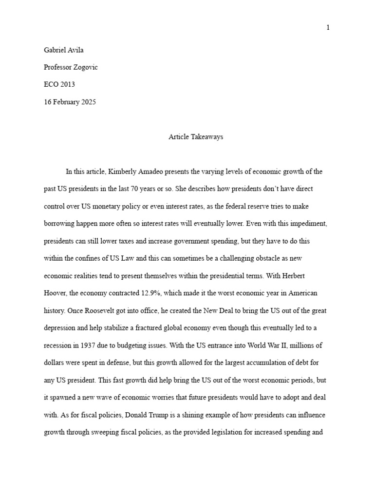 Economic Growth Under US Presidents | PDF | Fiscal Policy | The United ...