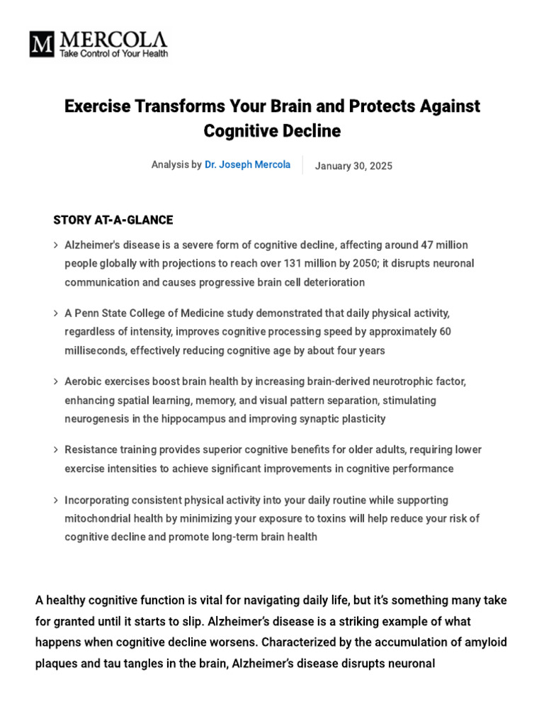 Exercise Brain Health PDF | PDF