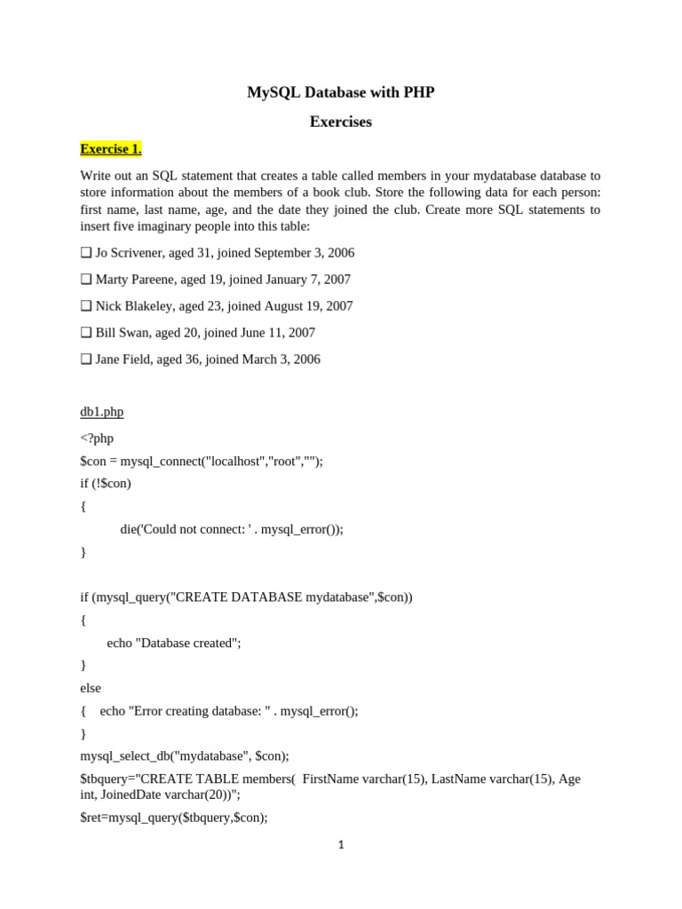 MySQL Database With PHP | PDF | Data | Computer Programming