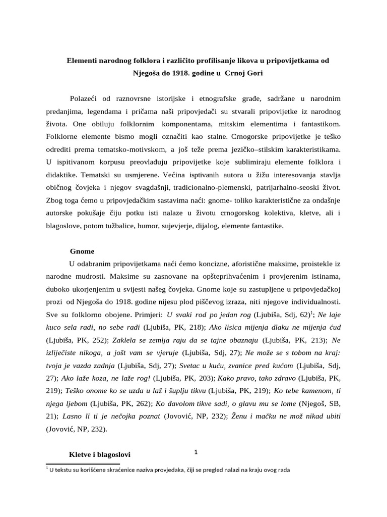 Elementi Folklora U Pripovijetkama | PDF