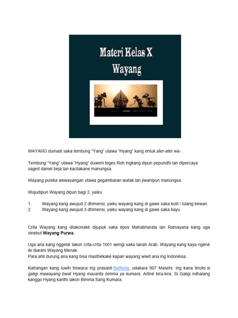 Materi Crita Wayang | PDF