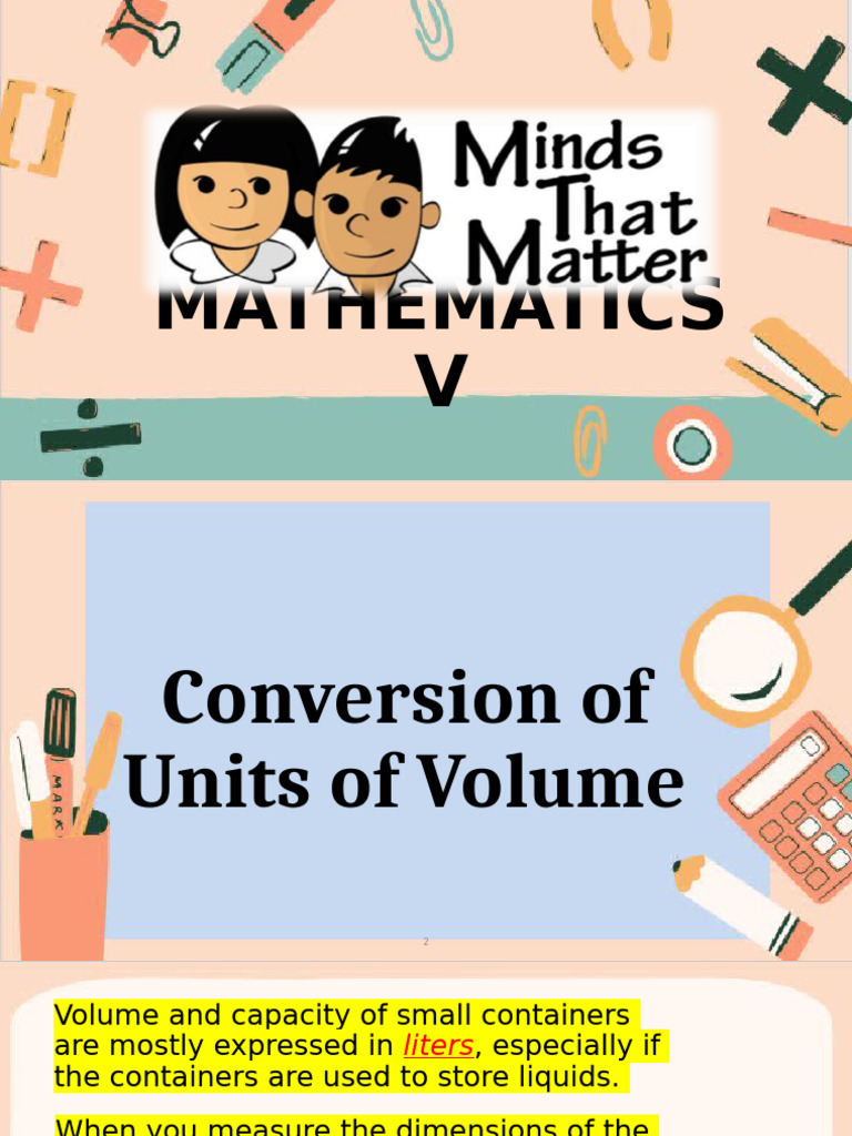 4thQ-Math5-W2-D3-Conversion of Units of Volume | PDF | Volume | Metrology