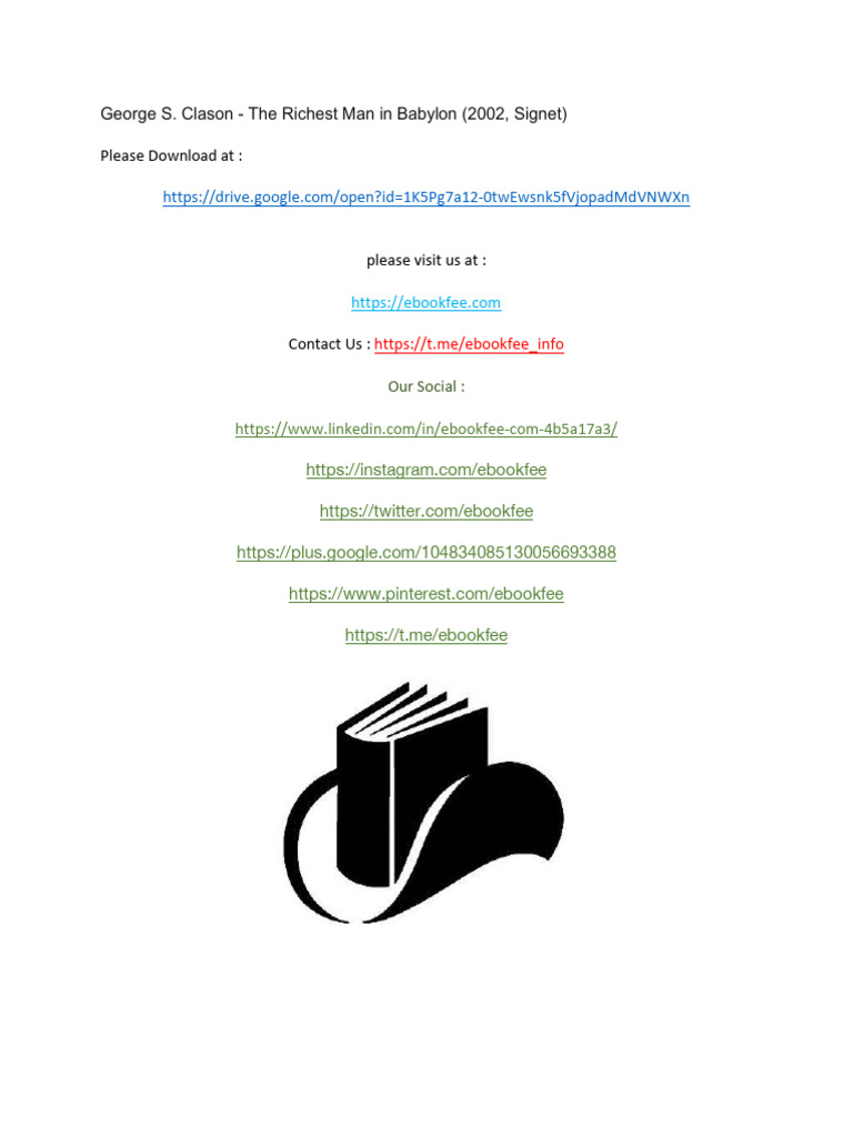 George S. Clason The Richest Man in Babylon 2002 Signet | PDF