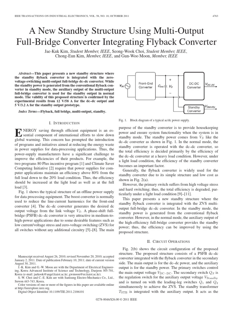 1)A_New_Standby_Structure_Using_Multi-Output_Full-Bridge_Converter_Integrating_Flyback_Converter ...