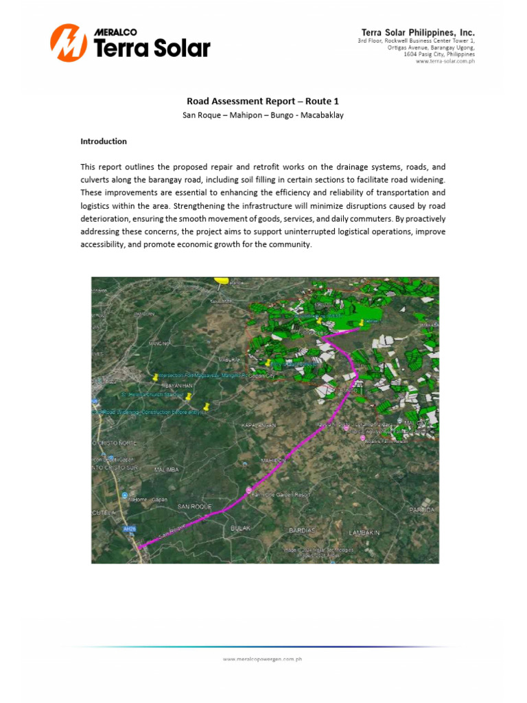 Road Assessment Report for Barangay Routes | PDF | Road | Road Surface