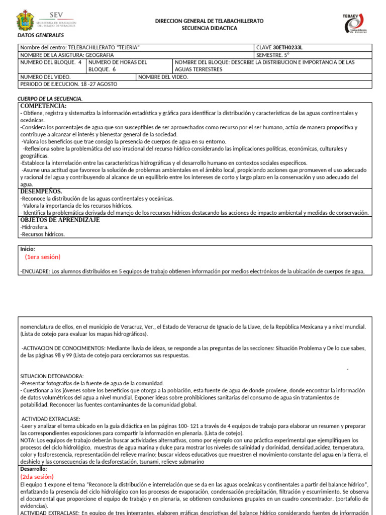 Geo 4. | PDF | Agua | El ciclo del agua