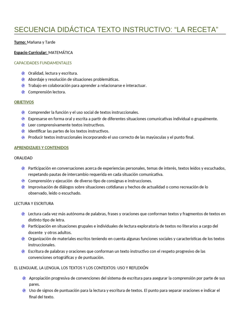 Cuencia Didáctica Texto Instructivo | PDF | Escritura | Puntuación
