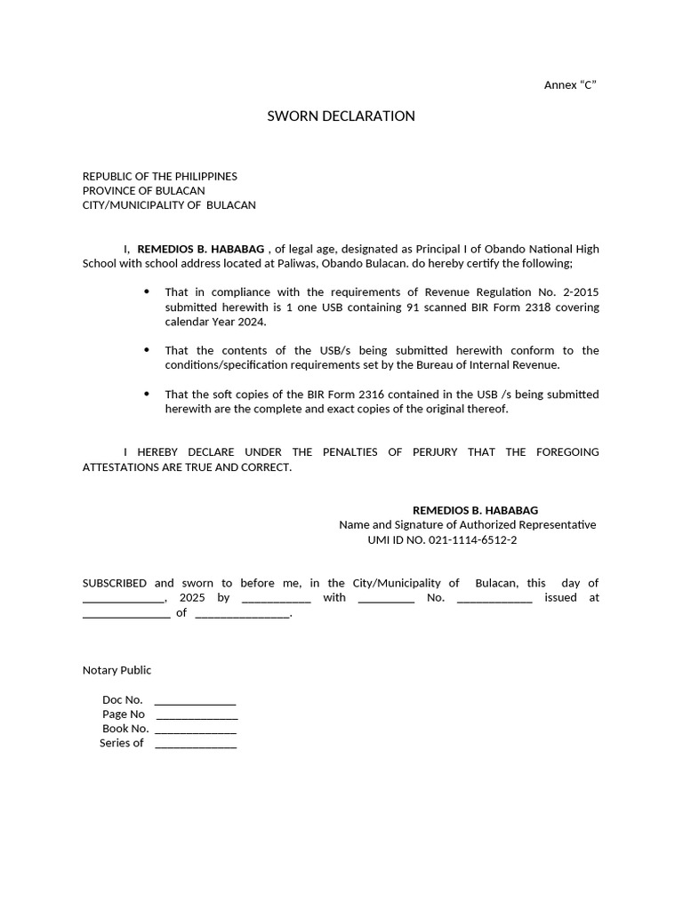 Annex C - 2316 | PDF