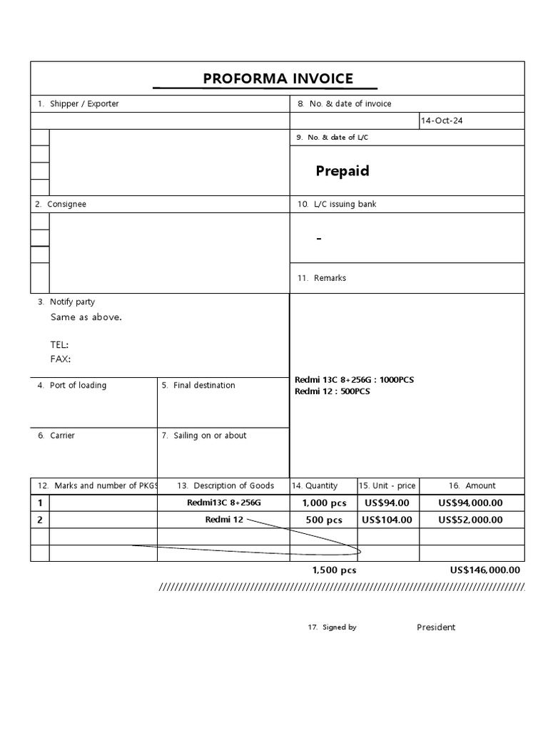 Proforma Invoice | PDF