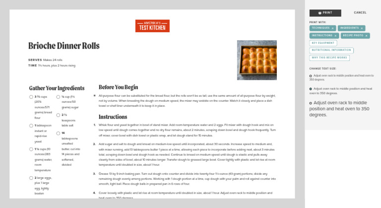 Brioche Dinner Rolls - America's Test Kitchen | PDF | Dough | Food And ...