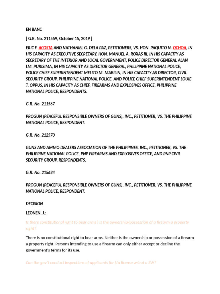 Acosta V Ochoa (GR No. 211559) | PDF | Standing (Law) | Appeal