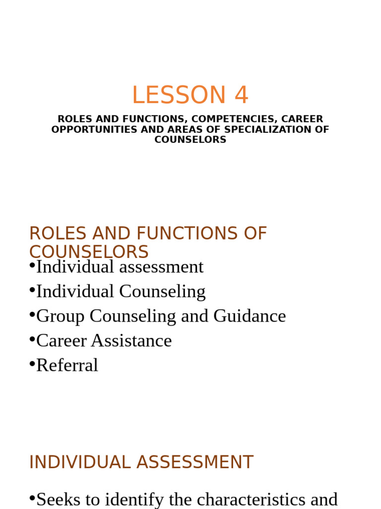 Counselor Roles and Career Paths | PDF | Counseling Psychology ...