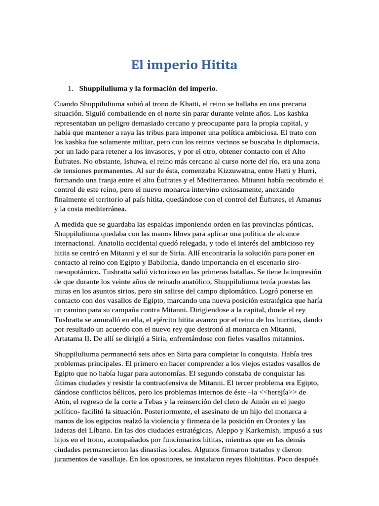 El Imperio Hitita | PDF | Asiria | Antiguo Egipto
