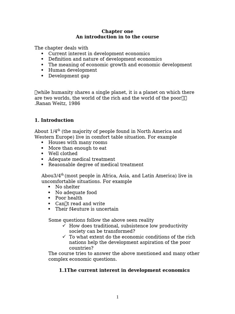 Development Economics 1 | PDF | Human Development Index | Economics