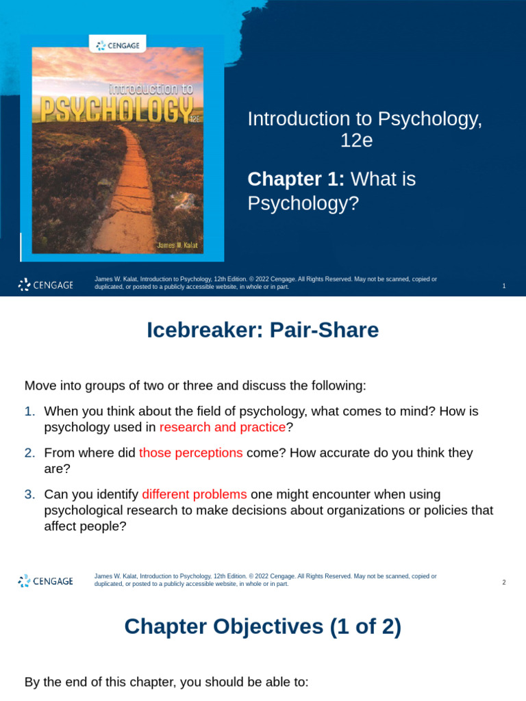 Kalat IntroPsychology 12e PPT CH01 GOLD | PDF | Neuroscience ...