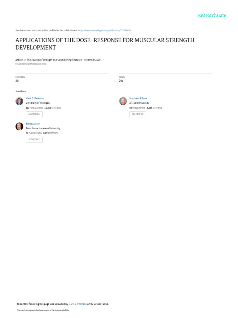 Applications of The Dose-Response For Muscular STR | PDF | Strength ...