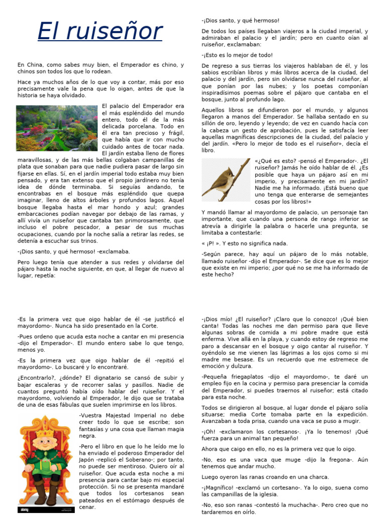 El Ruiseñor: Canto y Emperador | PDF