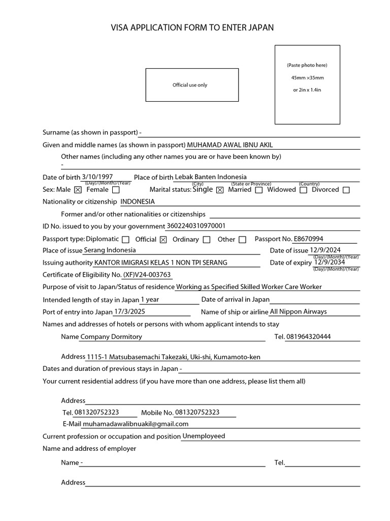 Japan Visa Application Form Guide | PDF | Travel Visa | Prostitution
