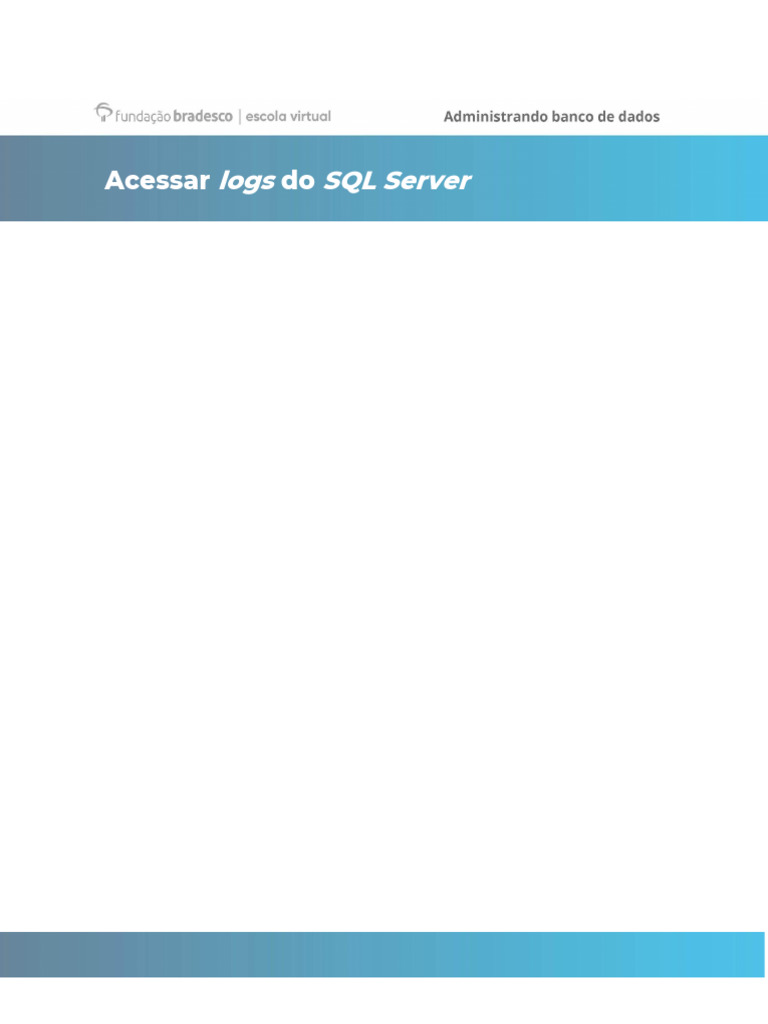 Acessar logs do SQL Server | PDF