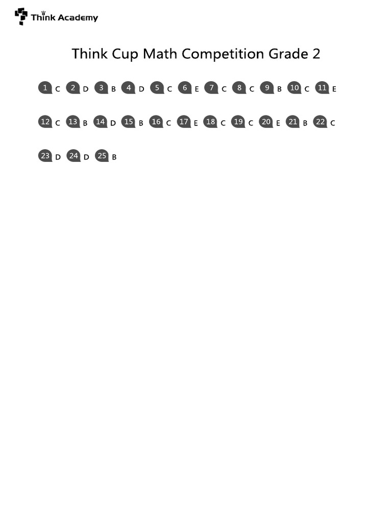 Think Cup Math Competition Grade 2 (答案版) | PDF