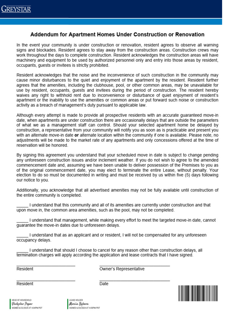 013 Form GS Construction Addendum | PDF | Lease | Private Law