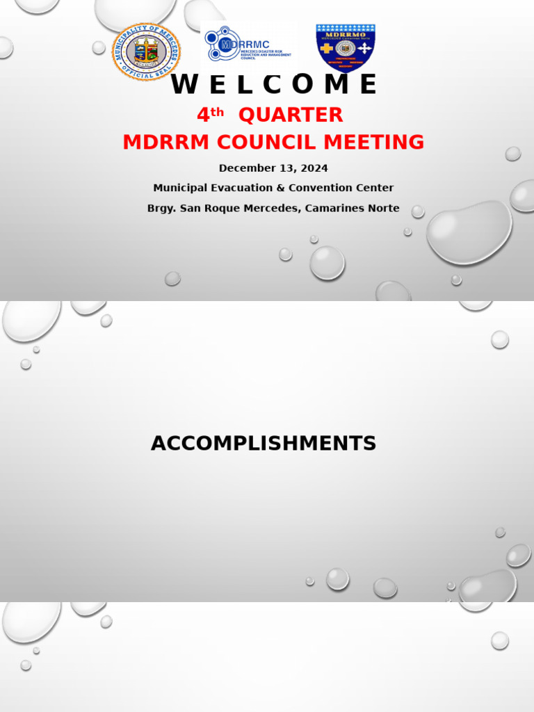 4th Quarter MDRRMC Meeting Dec 2o24-1 | PDF | Risk Management | Civil ...