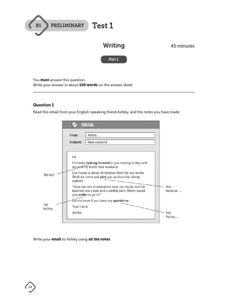 PET Writing Test Sample Questions | PDF