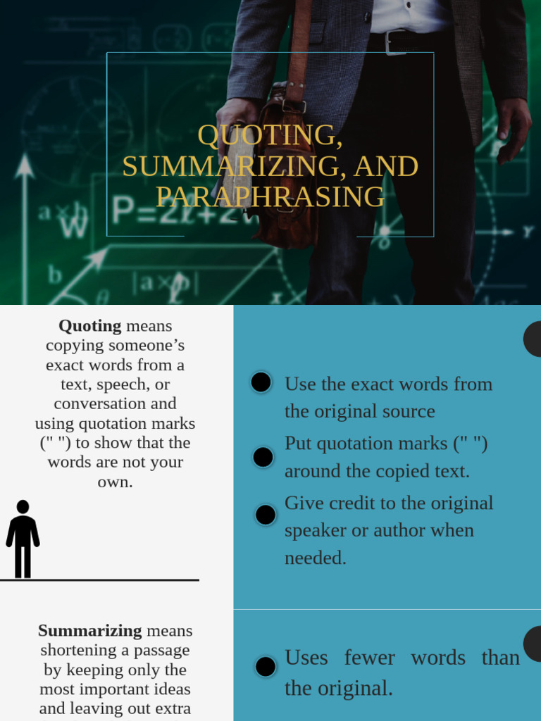 Quoting, Summarizing, and Paraphrasing | PDF