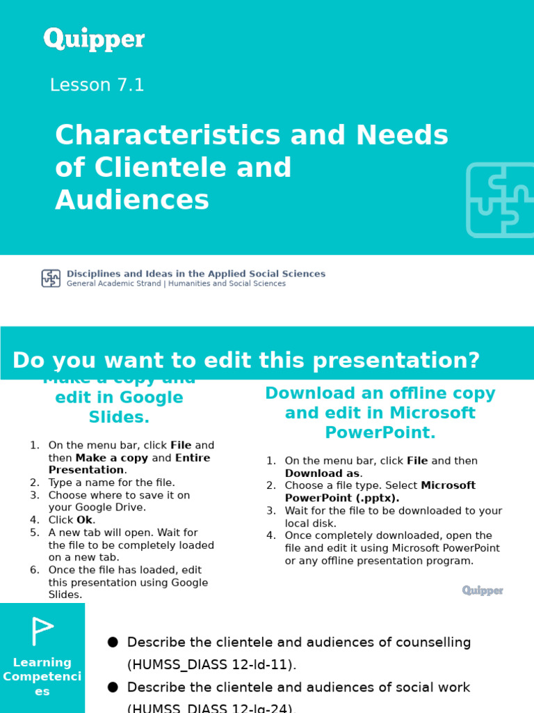 DIASS Characteristics and Needs of Clientele and Audiences | PDF ...