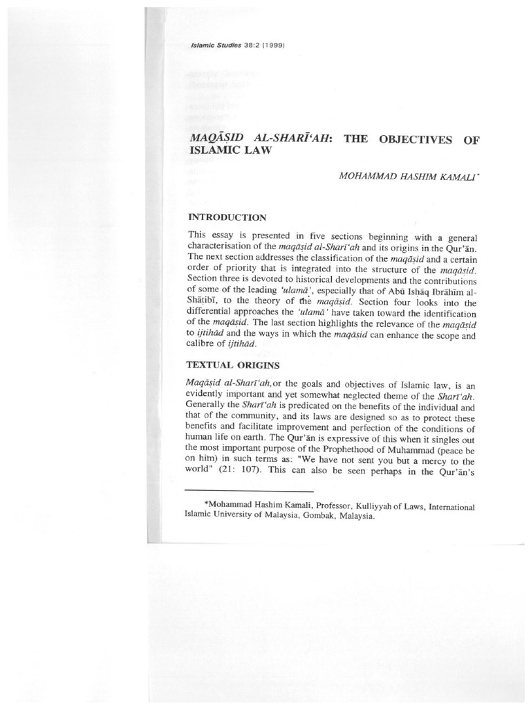 Maqasid Al Shari'Ah The Objectives of Islamic Law | PDF | Religious ...