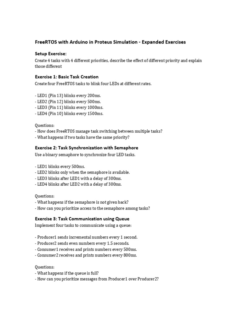 FreeRTOS_Arduino_Expanded_Exercises | PDF