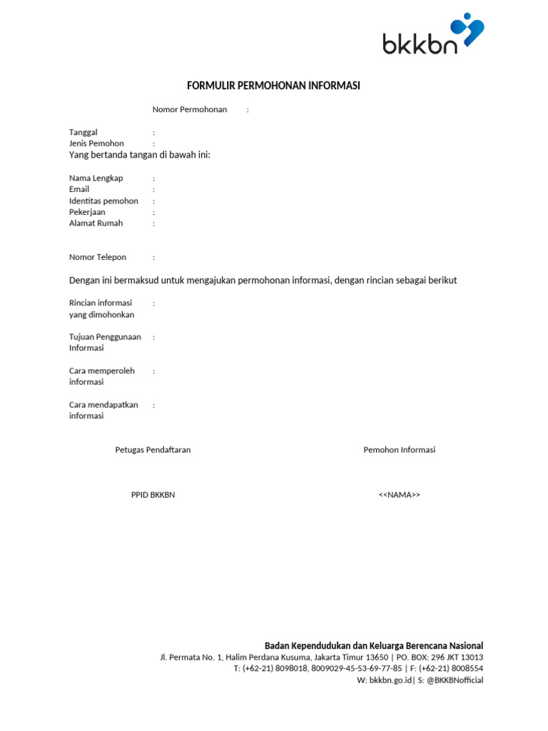 922ed Formulir Permohonan Informasi BKKBN | PDF