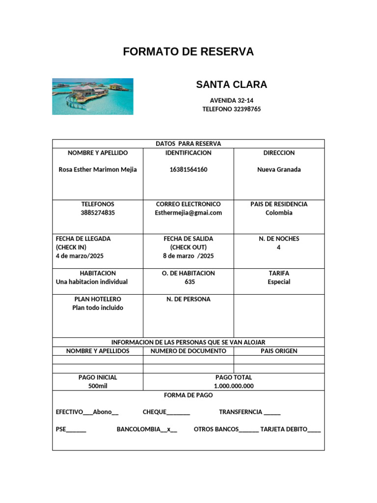 11-Formato de Reserva 8 | PDF