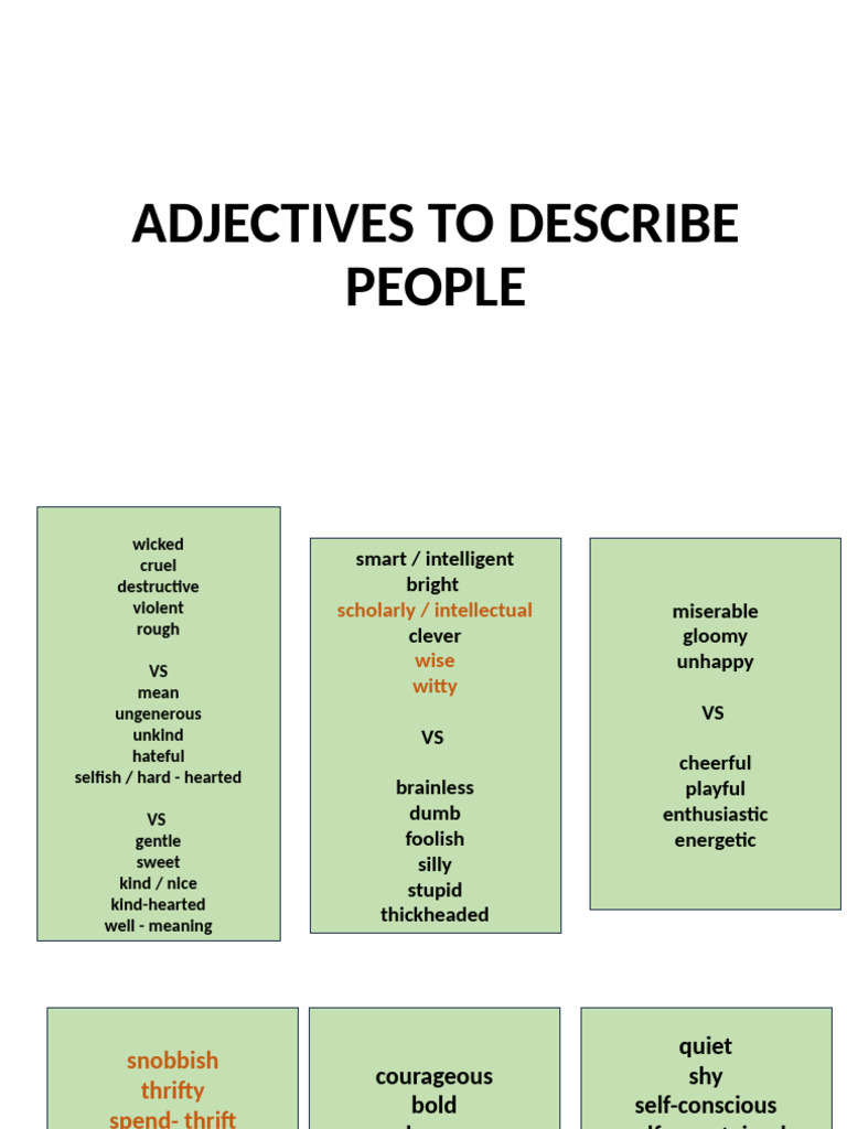 Adjectives To Describe People | PDF