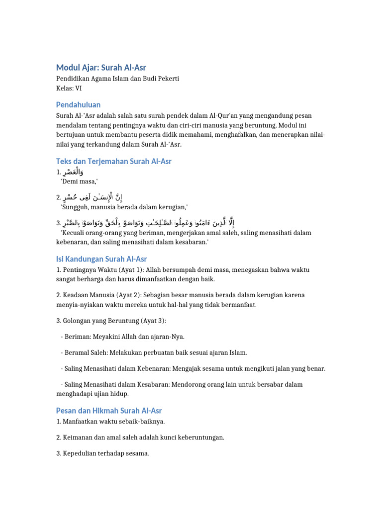 Modul_Ajar_Surah_Al_Asr | PDF